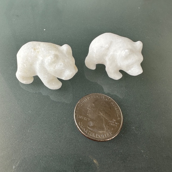 Art | Hand Carved Star Marble Stone White Grizzly Bears Small Set Of 2 ...